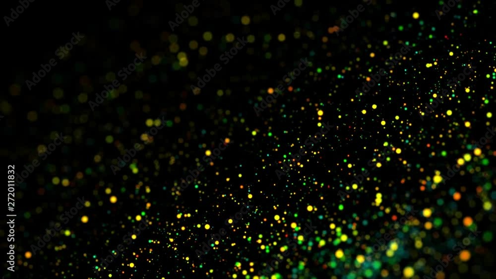 multicolored particles in liquid float and glisten. 4k 3d advection ...