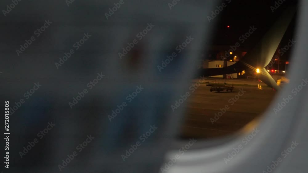 airplane aircraft flight concept. the plane taking off at night at the ...