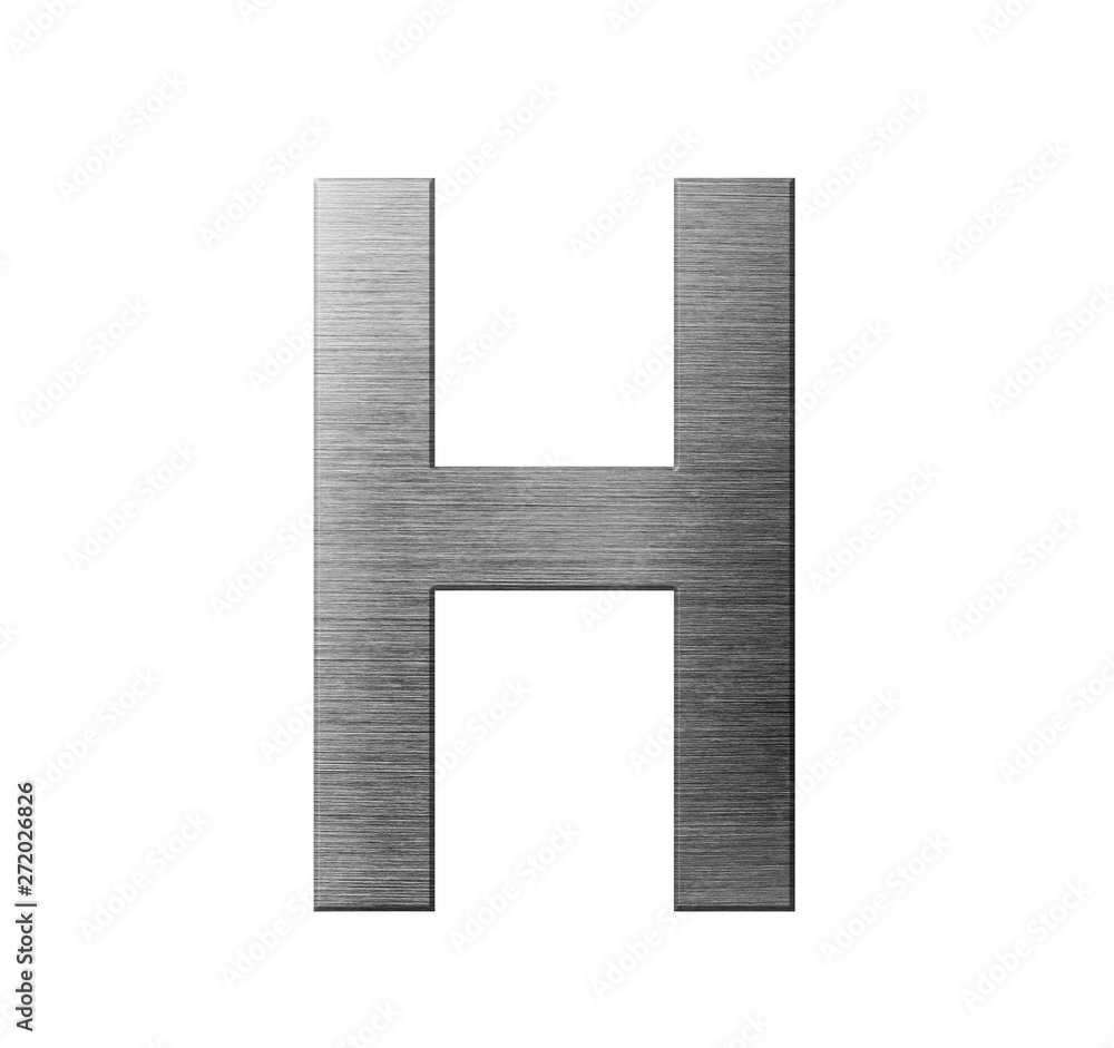 Metal font english alphabet. Letter H from a metal plate isolated on a ...