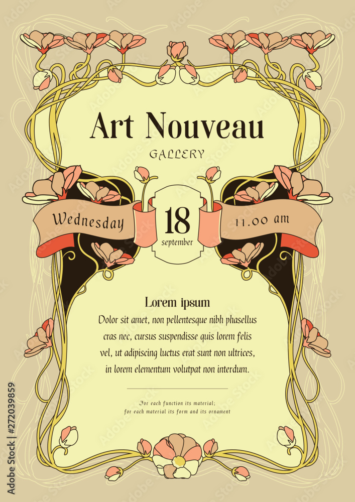 Art Nouveau poster template Stock Vector | Adobe Stock