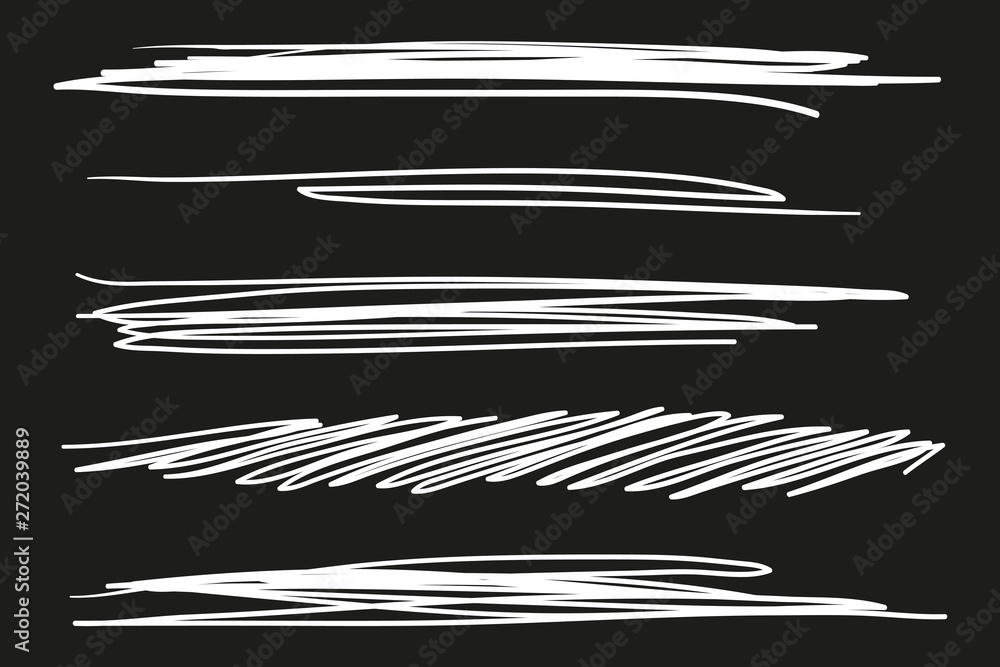 Hand drawn underlines on black. Abstract backgrounds with array of ...