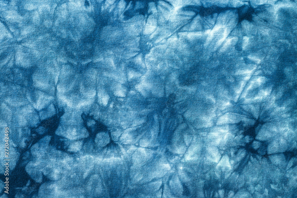 Tie Dye Pattern With Abstract Blue Background Detail Of Cotton Fabric
