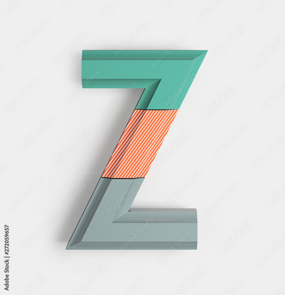 Letter Z. Joyful Geometric Vivid Alphabet with Bright Coral And Pastel ...