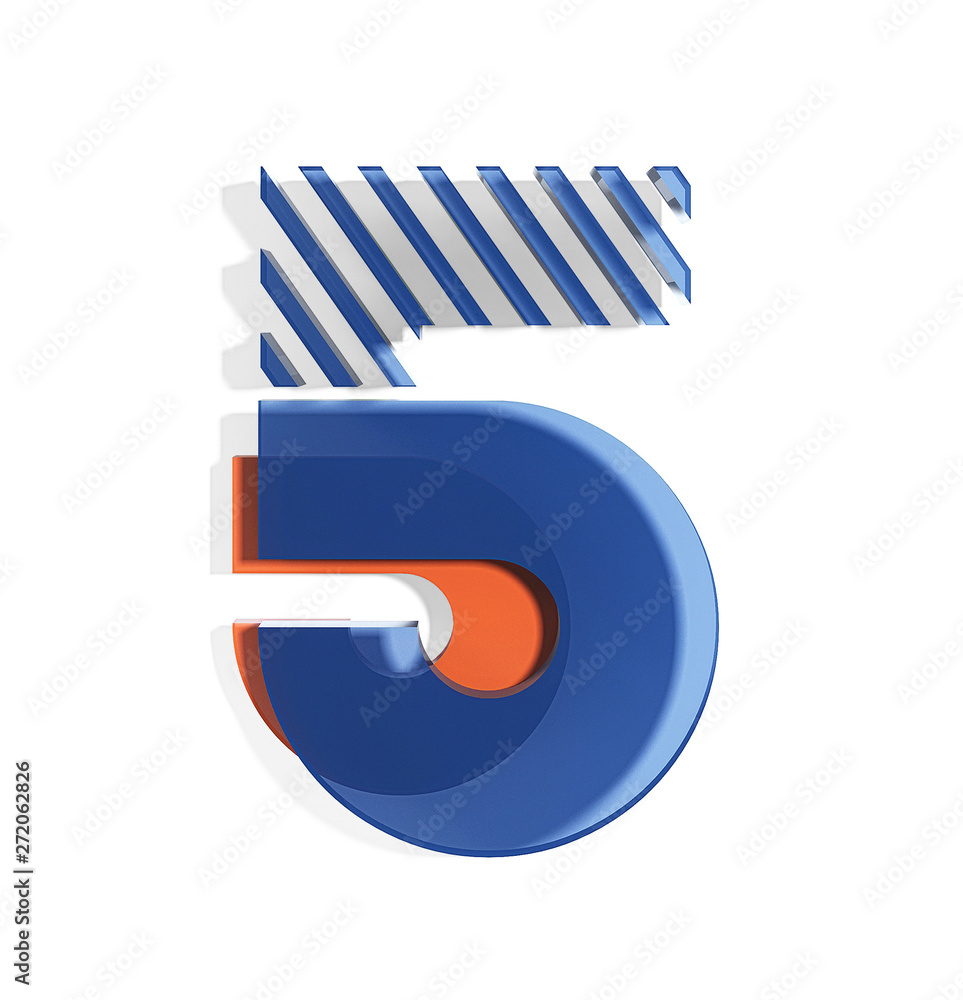 Number 5. Modern Trendy Minimal Style Font. Brand Identity Concept. 3d ...
