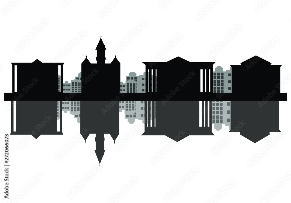 wilmington, delaware, skyline, city, cityscape, panorama, illustration ...