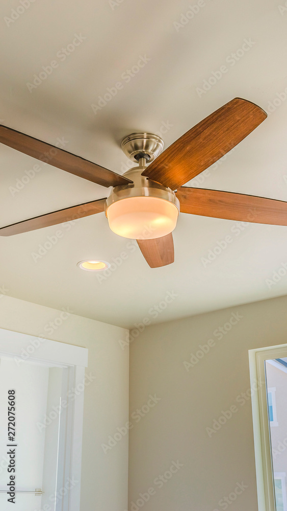 Panorama Ceiling fan with wooden five blade design and built in light ...
