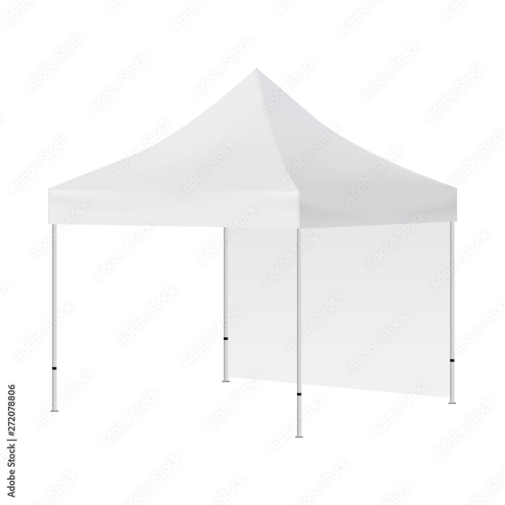 Blank square tent with one wall mock up isolated on white background ...
