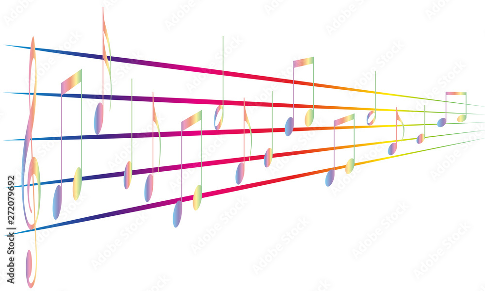 Pentagrama musical con notas sobre fondo blanco. Stock Vector | Adobe Stock