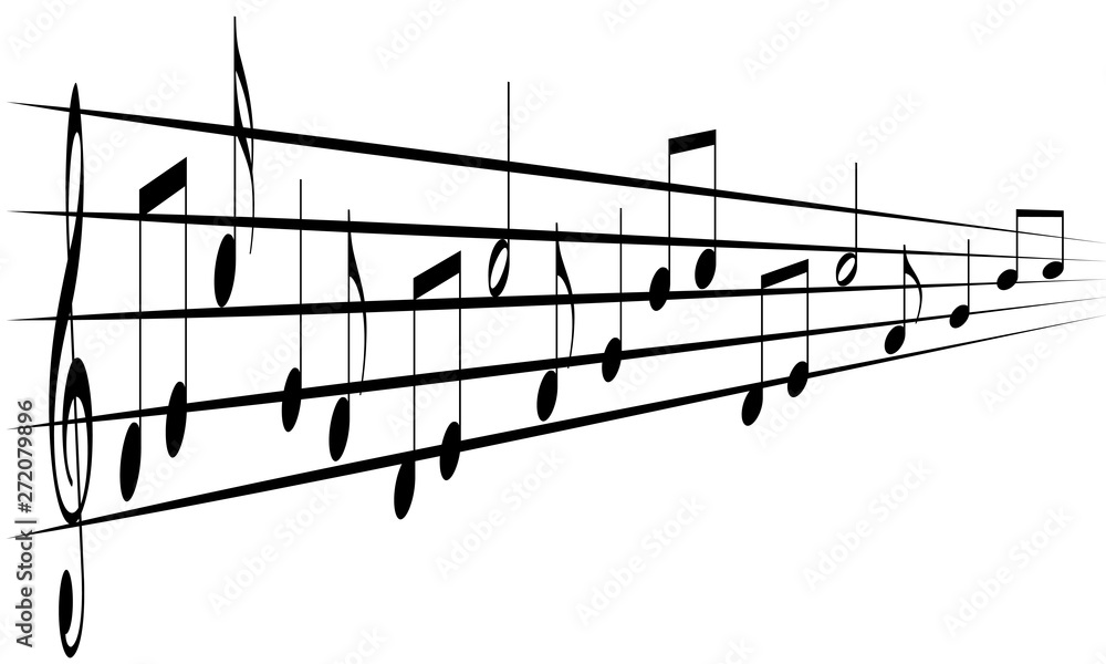 Pentagrama musical con notas sobre fondo blanco. Stock Vector | Adobe Stock