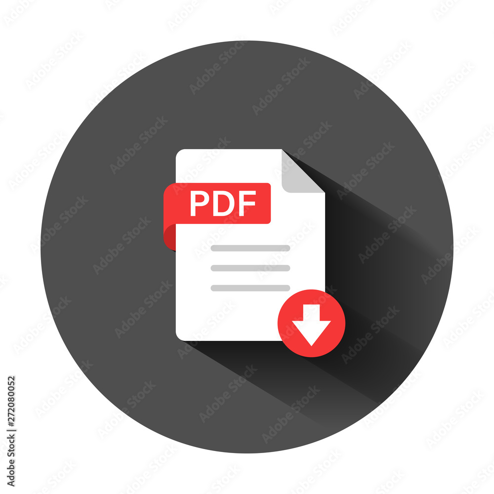 Pdf icon in flat style. Document text vector illustration on black ...