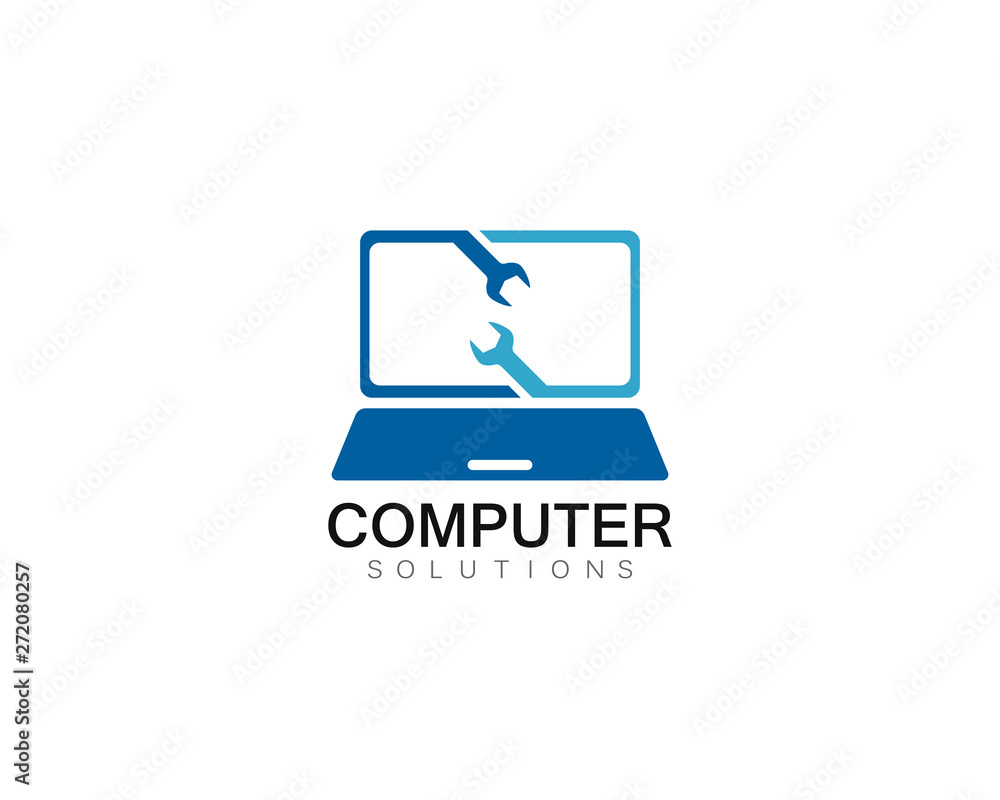 Vector computer and laptop repair logo template icon illustration Stock ...