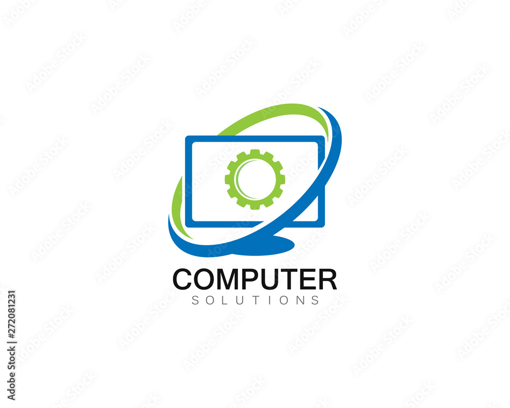 Vector computer and laptop repair logo template icon illustration Stock ...