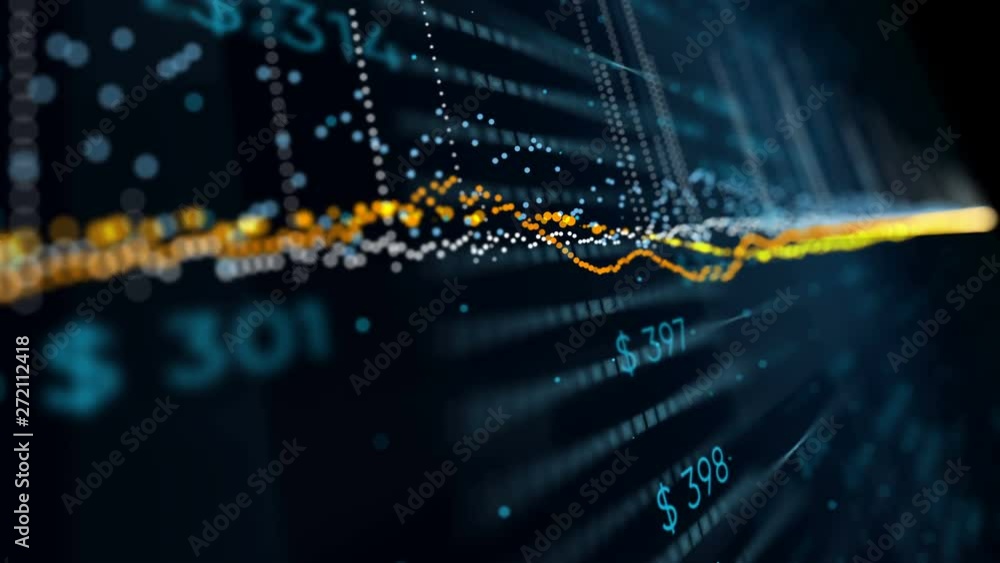 4K financial business chart with diagrams and stock numbers showing ...