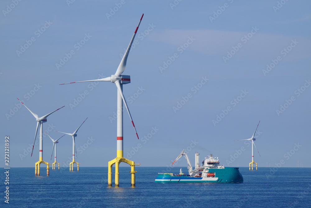 offshore wind turbine in the north sea Stock Photo | Adobe Stock