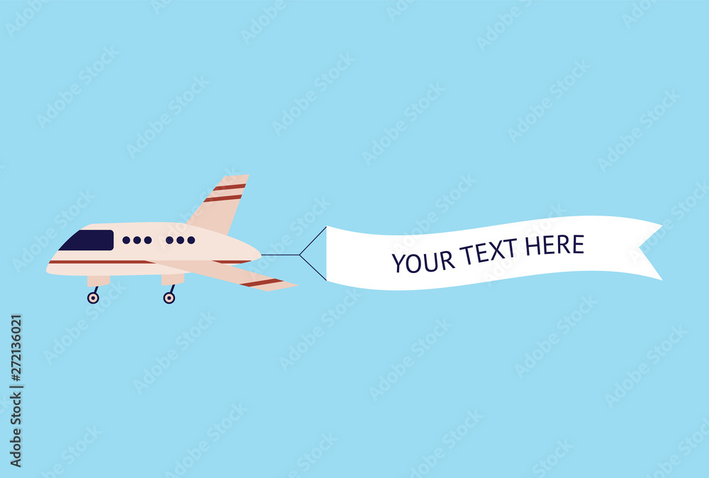 Airplane flying with text template banner Stock Vector | Adobe Stock