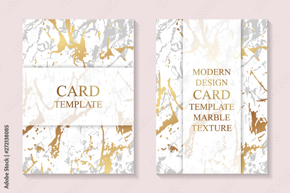 Modern card template designs with golden marble texture. Stock Vector ...