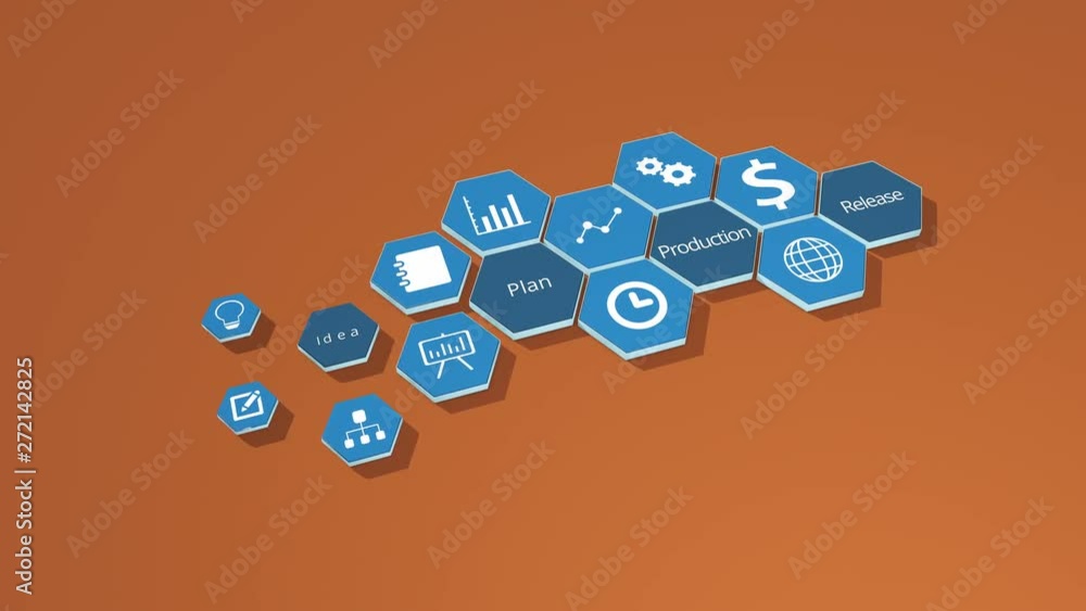 Vídeo do Stock: hexagon grid with icon and keywords about project ...