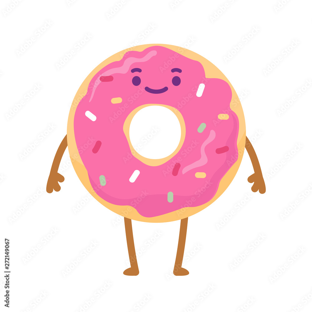 Donut cute cartoon character. Isolated vector illustration Stock Vector ...