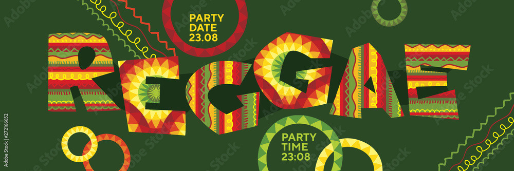 Reggae music concept horizontal panoramic poster Stock Vector | Adobe Stock