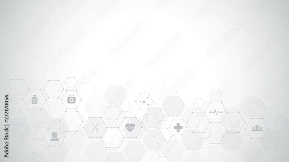 Abstract medical background with flat icons and symbols. Template ...