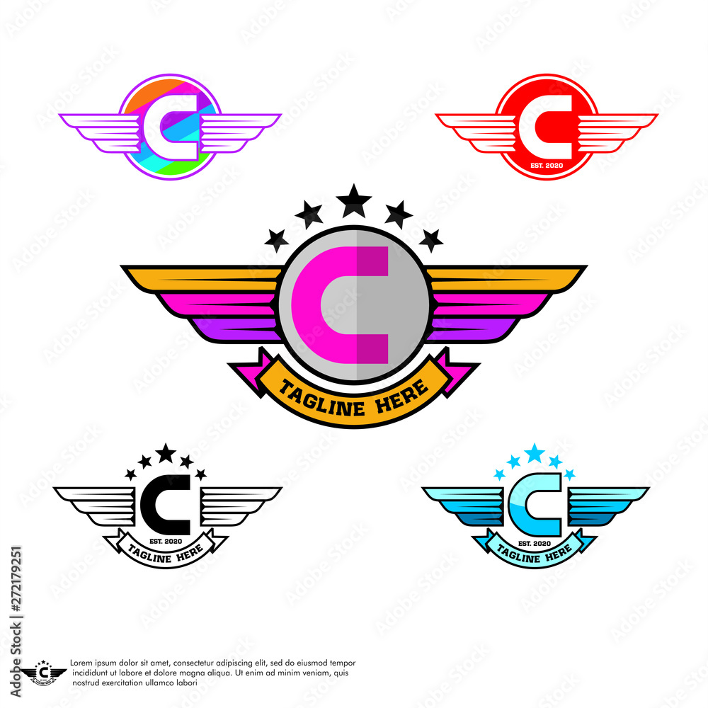 Logo Template with wing , Colorful Stock Vector | Adobe Stock