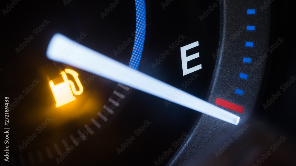 Empty fuel warning light in car dashboard Stock Photo | Adobe Stock