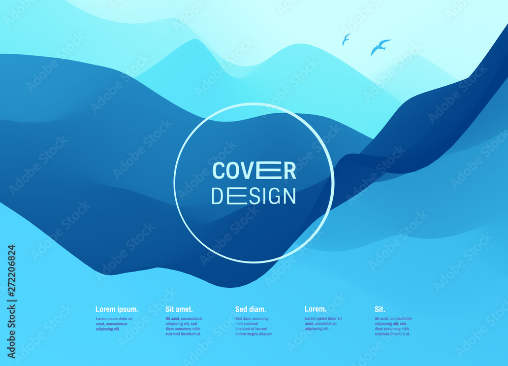 Cover design template. Landscape with mountains. Abstract background ...