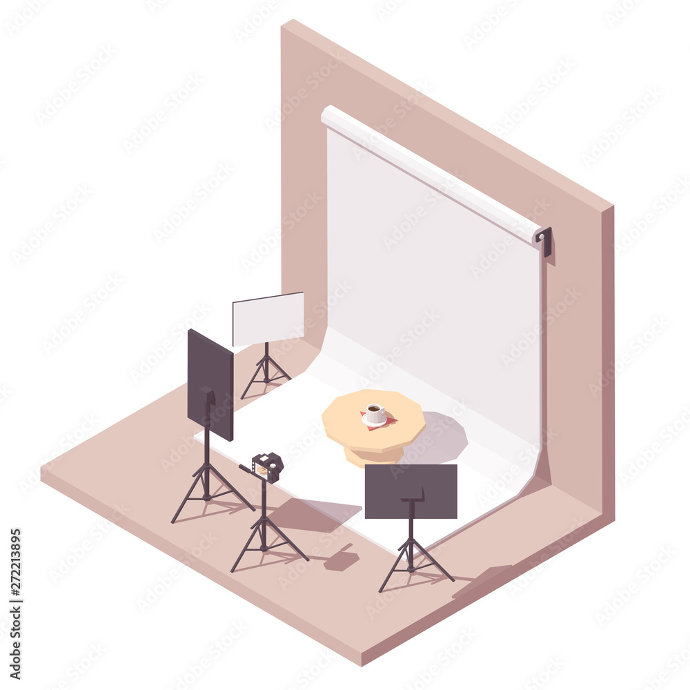 Vector isometric Photo studio room icon. Illustration with camera ...