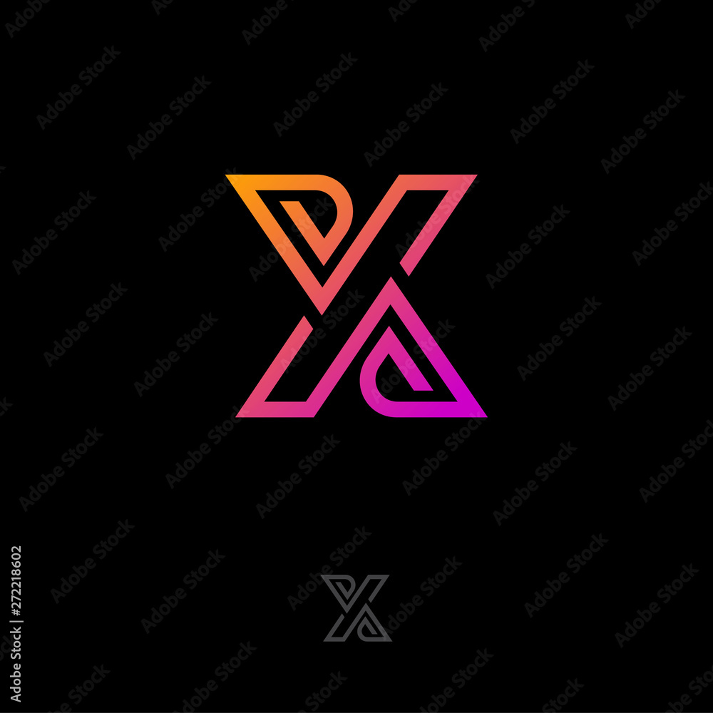 X logo. X letter monogram consist of interlaced, crossed elements. Flat ...