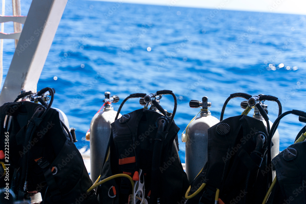 scuba regulator first stage and buoyancy control device bcd on tank ...