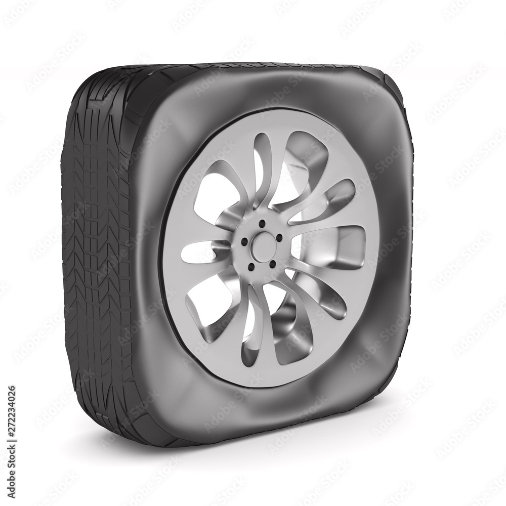 square wheel on white background. Isolated 3D illustration Stock ...