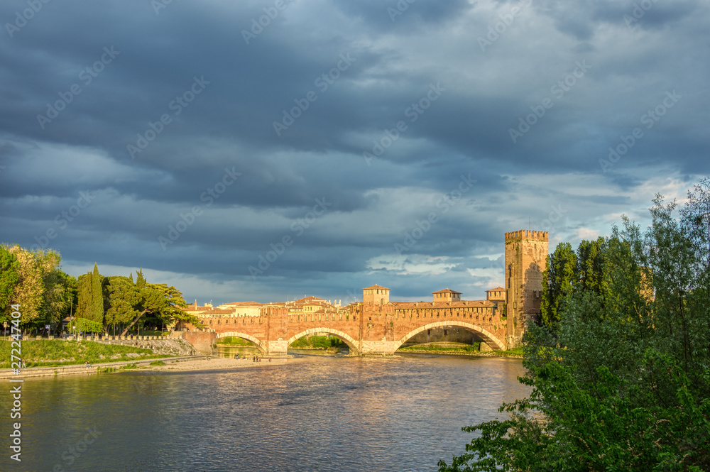 The Castelvecchio bridge, also known as the Scaliger bridge, is a ...