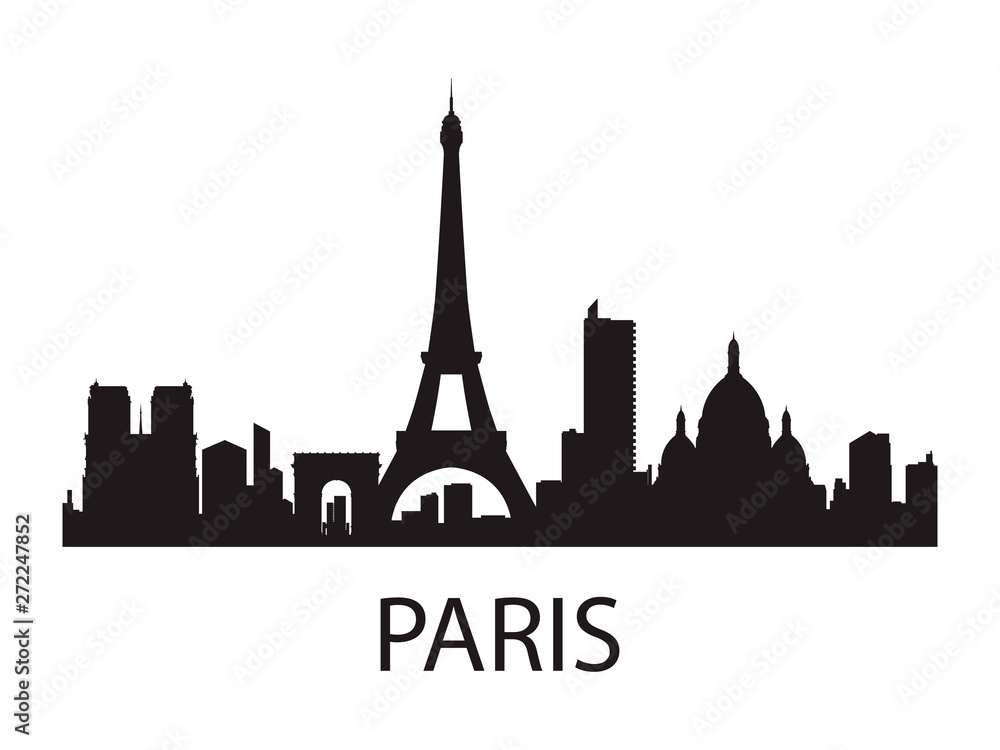 Paris skyline silhouette vector of famous places Stock-Illustration ...