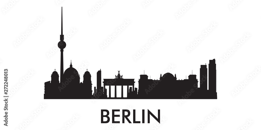 Berlin skyline silhouette vector of famous places Stock Illustration ...
