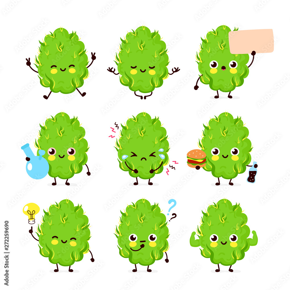 Cute funny smiling happy marijuana weed bud Stock Vector | Adobe Stock