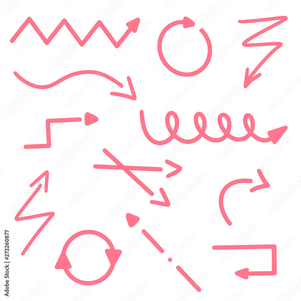 Red Arrow Lines Set of Isolated on White Background. Vector ...