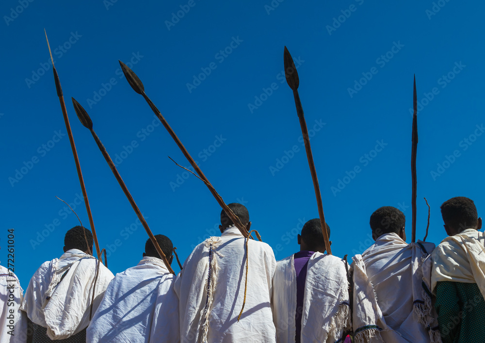 Borana tribe men with their ororo sticks during the gada system ...