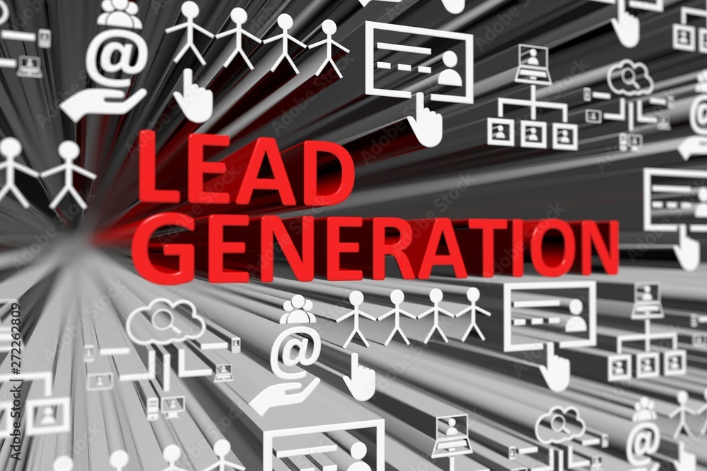 LEAD GENERATION concept blurred background 3d render illustration Stock ...