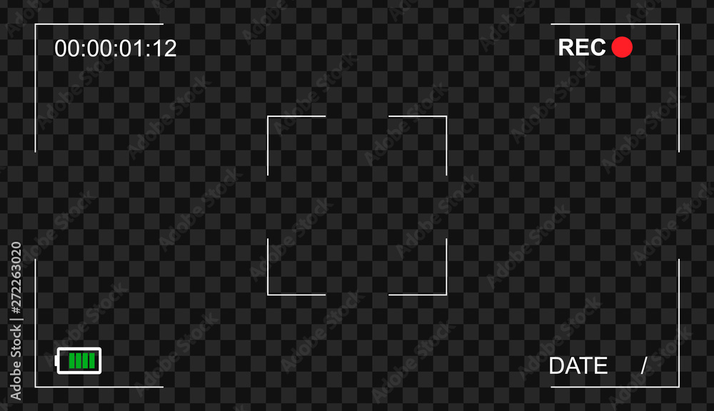 Video camera viewfinder overlay icon. Modern camera frame vector ...