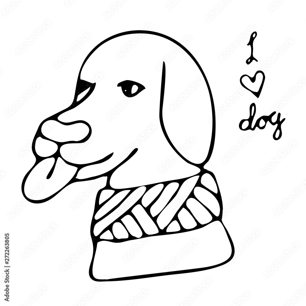 Vector coloring page outline of cartoon dog coloring book for kids ...