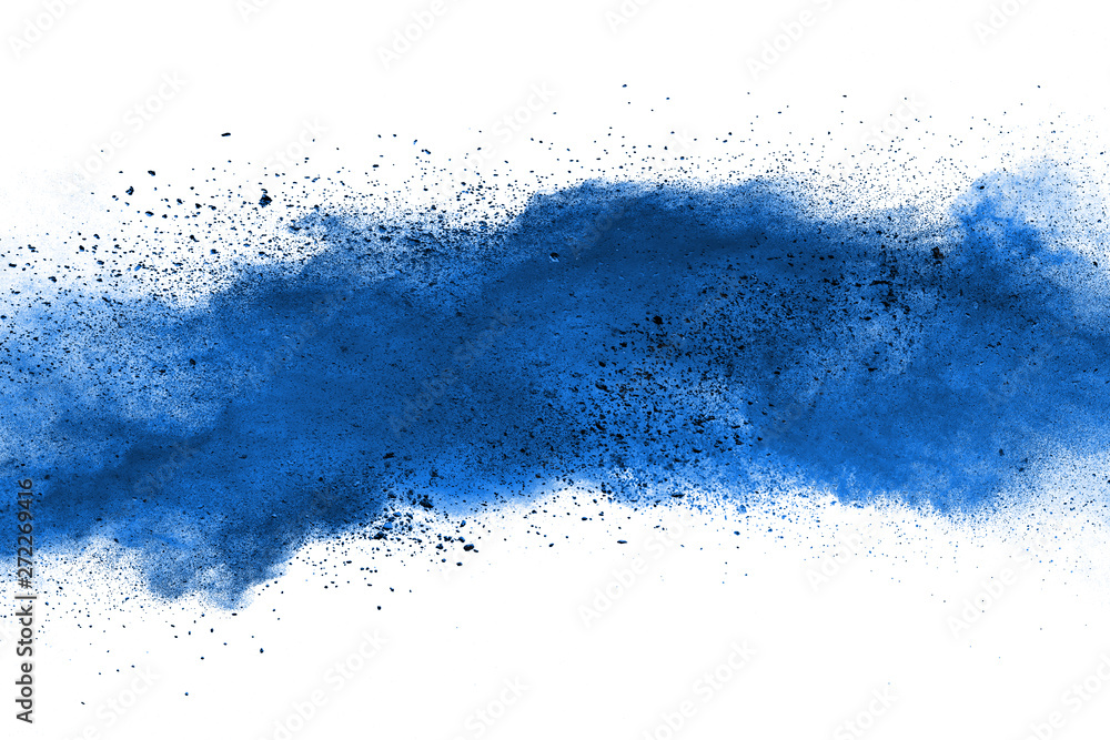 Freeze motion of colorful color powder exploding on white background ...