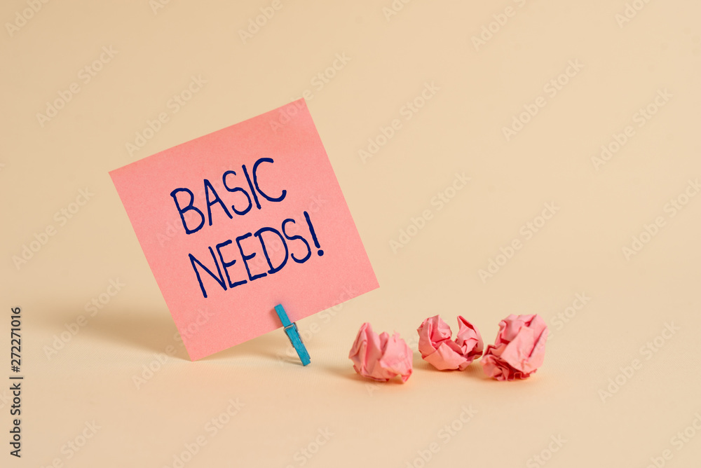 Handwriting text Basic Needs. Conceptual photo measurement of absolute ...