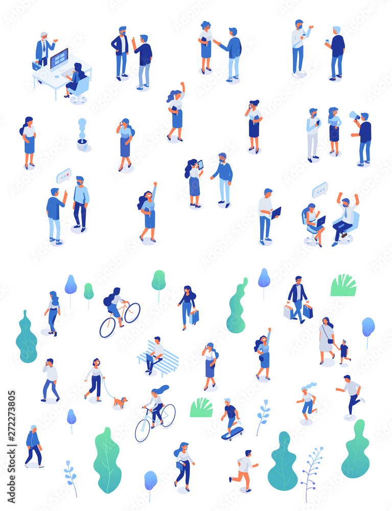 Background isometric people characters. Outdoor activity. Park ...