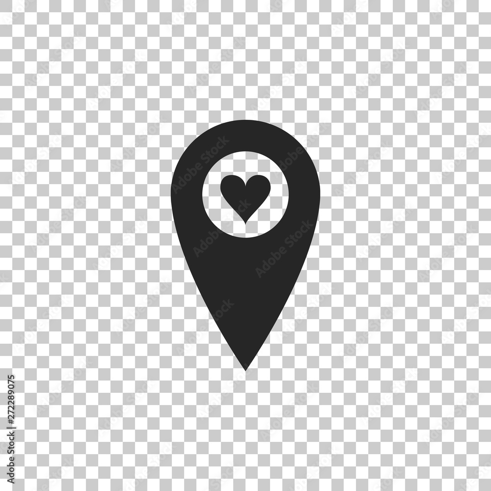 Map pointer with heart icon isolated on transparent background ...