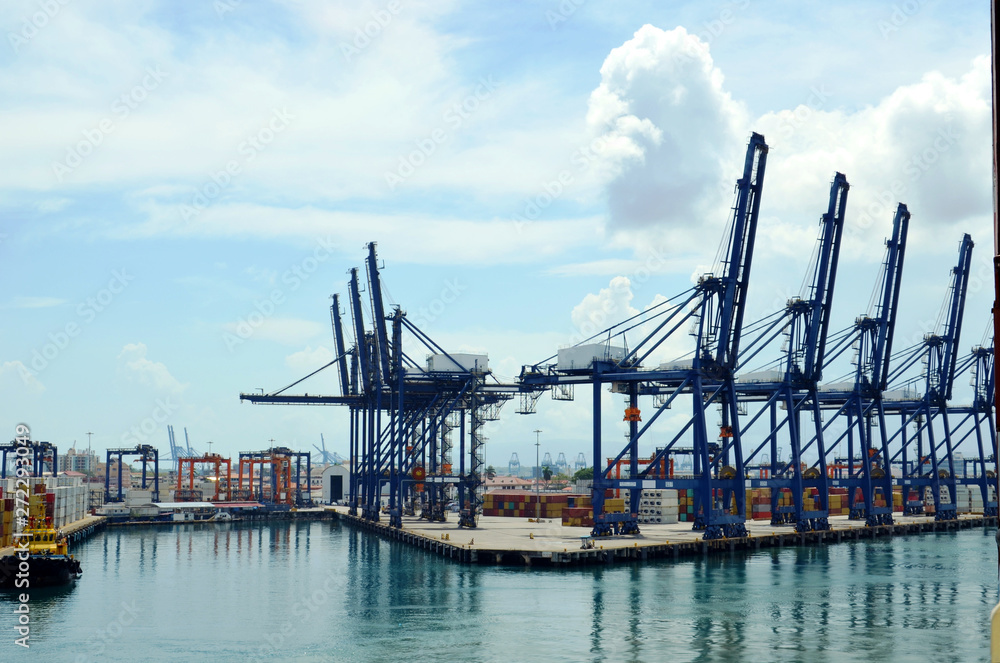 Containers terminal in the port of Cristobal, Panama. Stock Photo ...