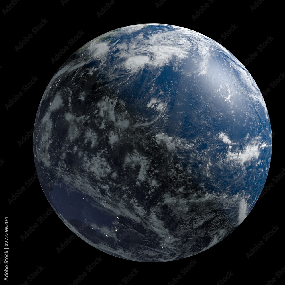 Ocean Blue Planet Earth From Space Day And Night 3D Rendered ...