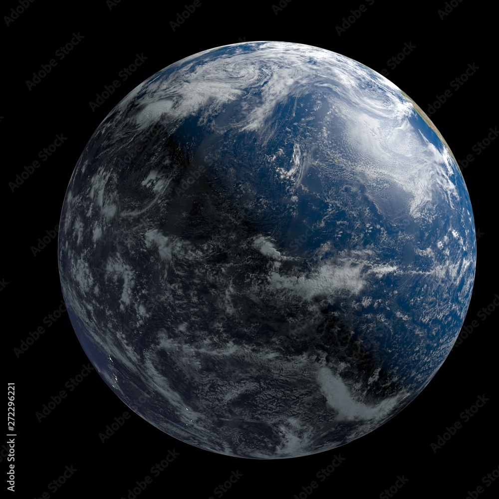 Pacific OceanPlanet Earth From Space Day And Night 3D Rendered ...