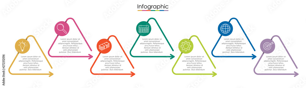 Vector infographic template with seven steps or options. Illustration ...