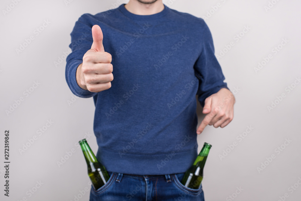 Follow me concept. Cropped close-up photo of cheerful positive he his ...