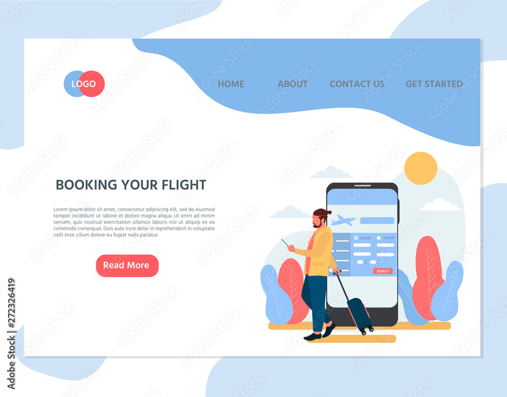 Landing page template of Book your flight. Modern flat design concept ...